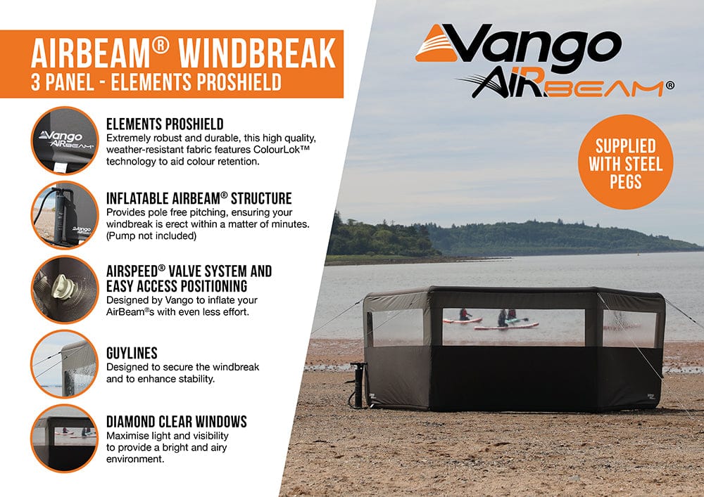 Vango AirBeam 3 Panel Windbreak Camping Shelter — Aztec Leisure
