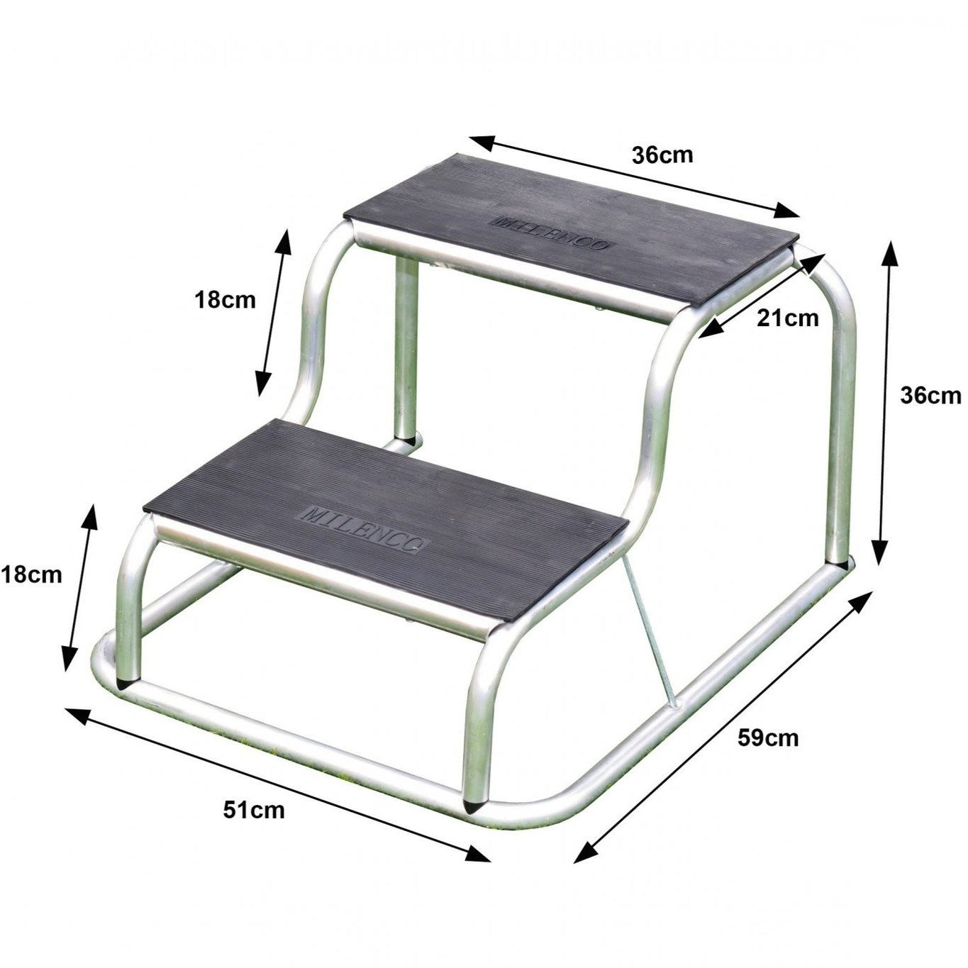 Milenco Rubber Top Aluminium Double Step — Aztec Leisure